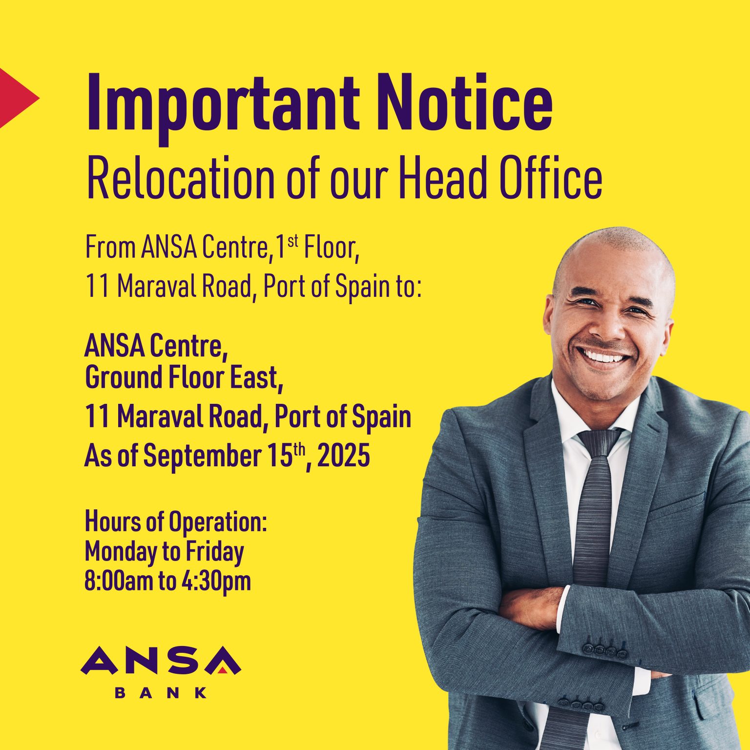 ANSA Bank | ANSA Bank Head Office Relocation Notice